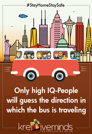 Guess the direction in which the bus is traveling