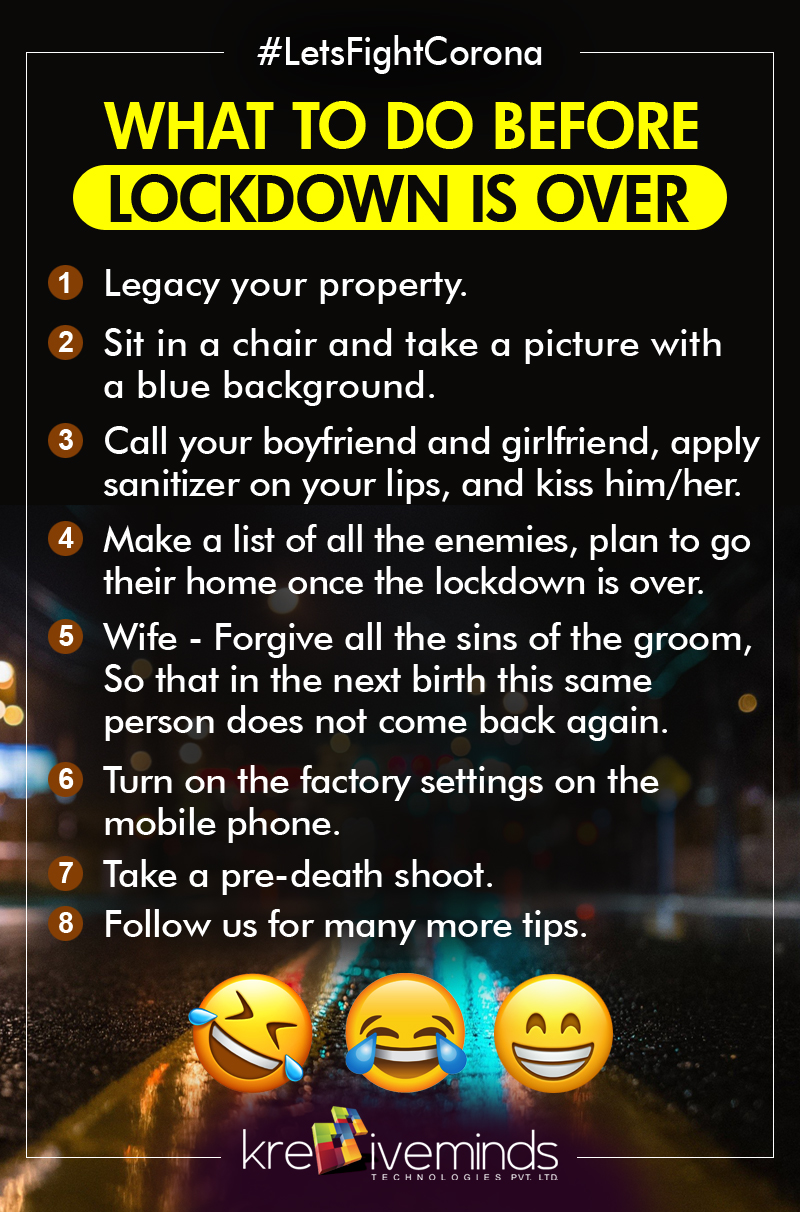 What to do before lockdown is over | Kre8iveminds